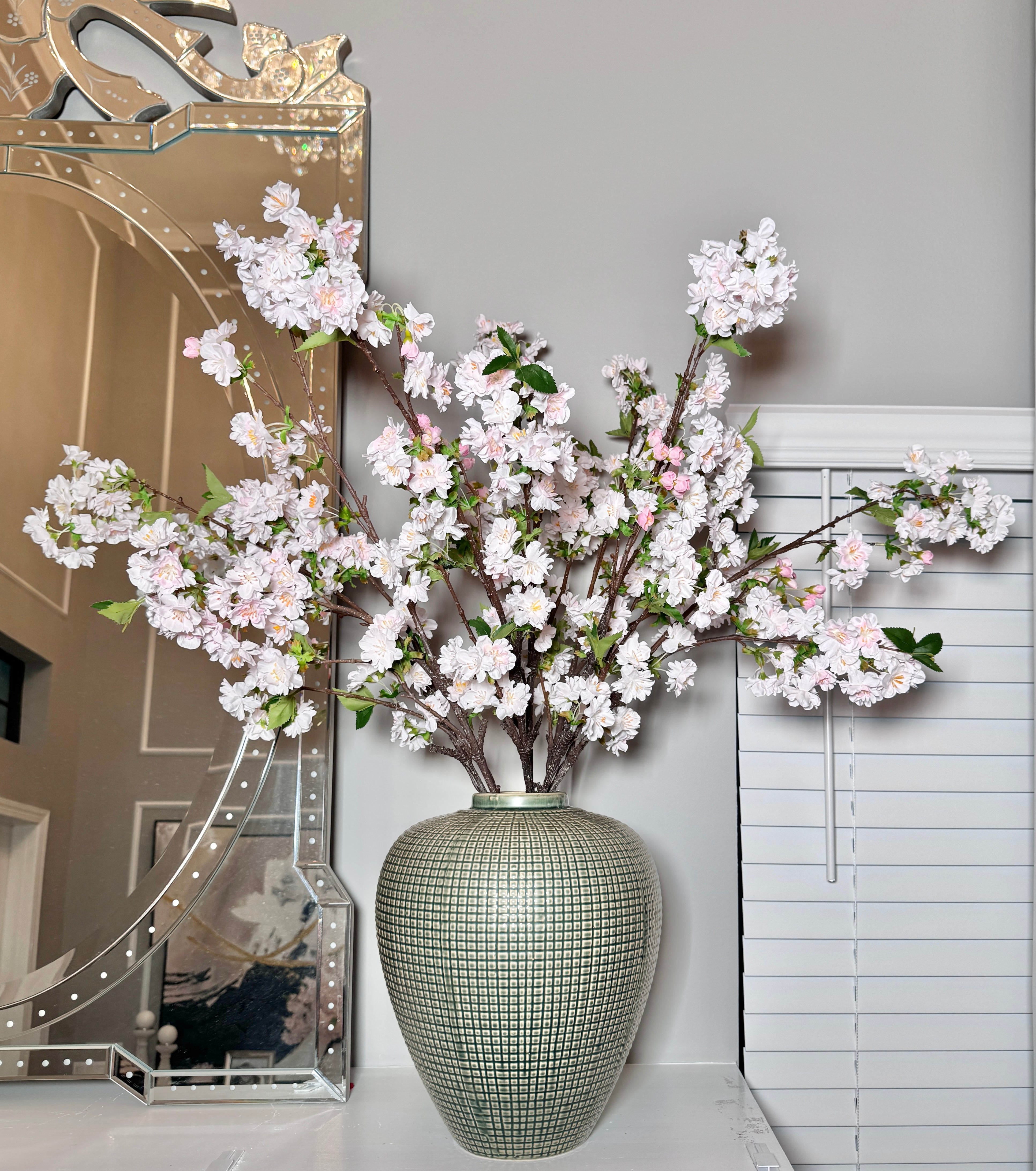 Camilla Faux Light Pink Cherry Blossom Stem 33" Bundle of 3 Realistic ...